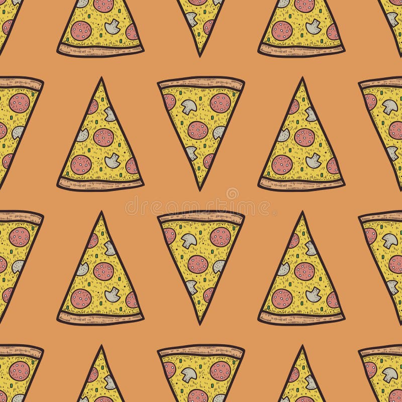 Vector Seamless Pattern with Slices of Pizza Stock Vector ...