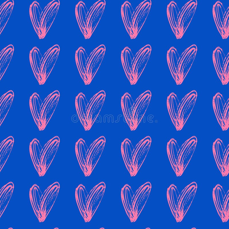 Blue Vector Seamless Pattern Small Hearts Stock Vector - Illustration ...