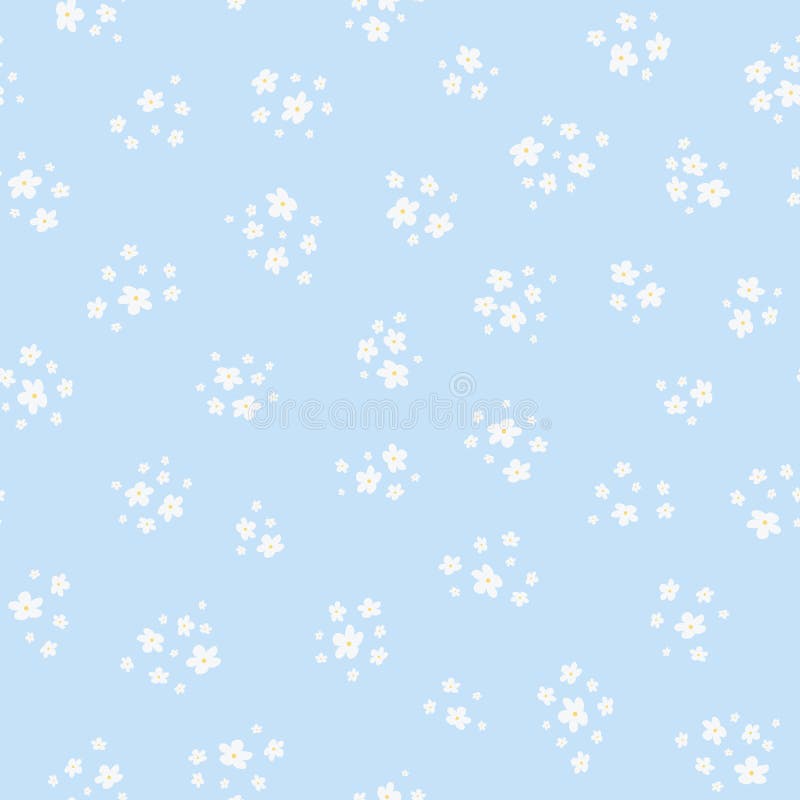 Blue Ditsy Flowers Seamless Repeat Pattern Stock Vector - Illustration ...