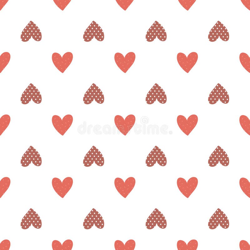 Vector Seamless Pattern with Small Red Hearts on White Backdrop ...