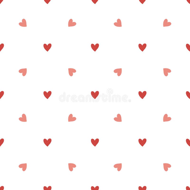 Vector Seamless Pattern with Small Red Hearts on White Backdrop ...