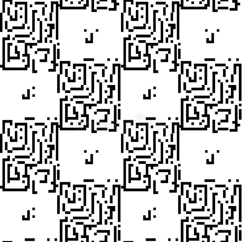 Vector Seamless Pattern with Small Squares. Random Pixel Texture. Black ...