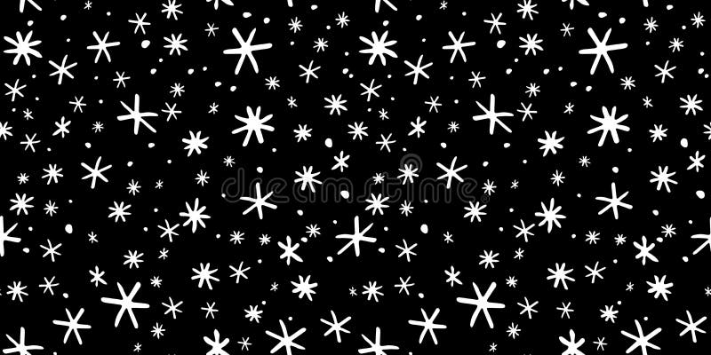 Vector Seamless Pattern from Snowflakes in Doodle Style. Winter ...