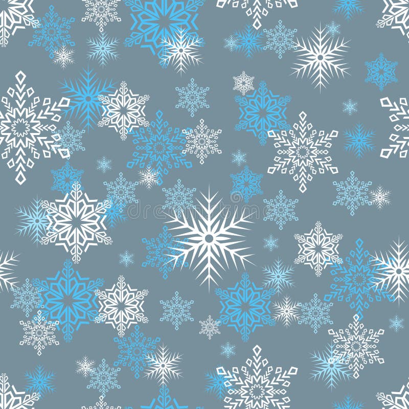 Vector Seamless Pattern with Snowflakes on Grey Background Stock ...