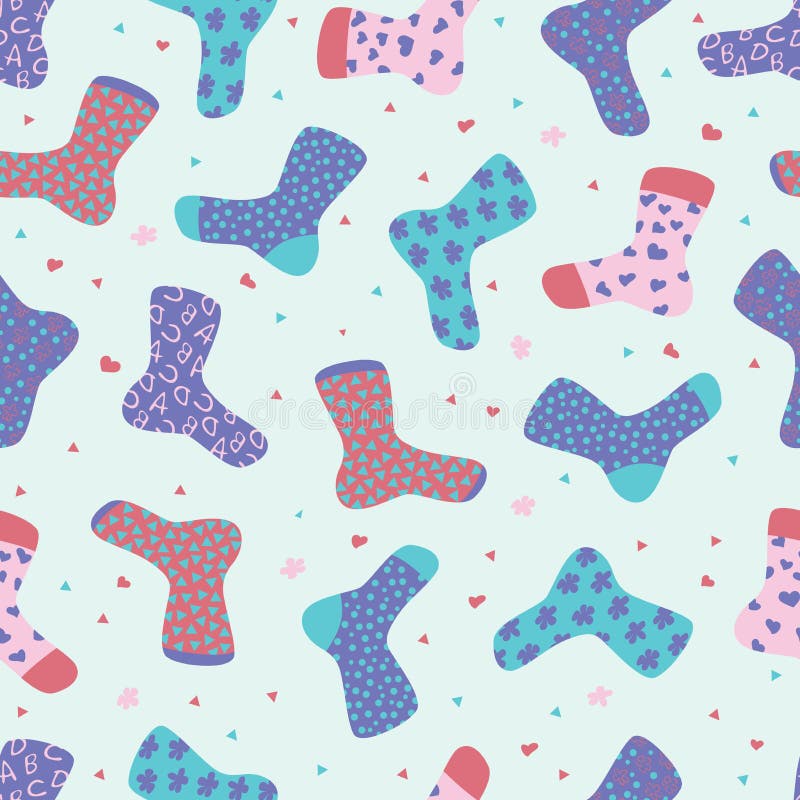 Vector Seamless Pattern with Socks in Cartoon Style. Stock Vector ...