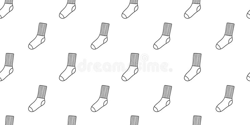 Vector Seamless Pattern with Socks, Line Doodle Illustrations Stock ...