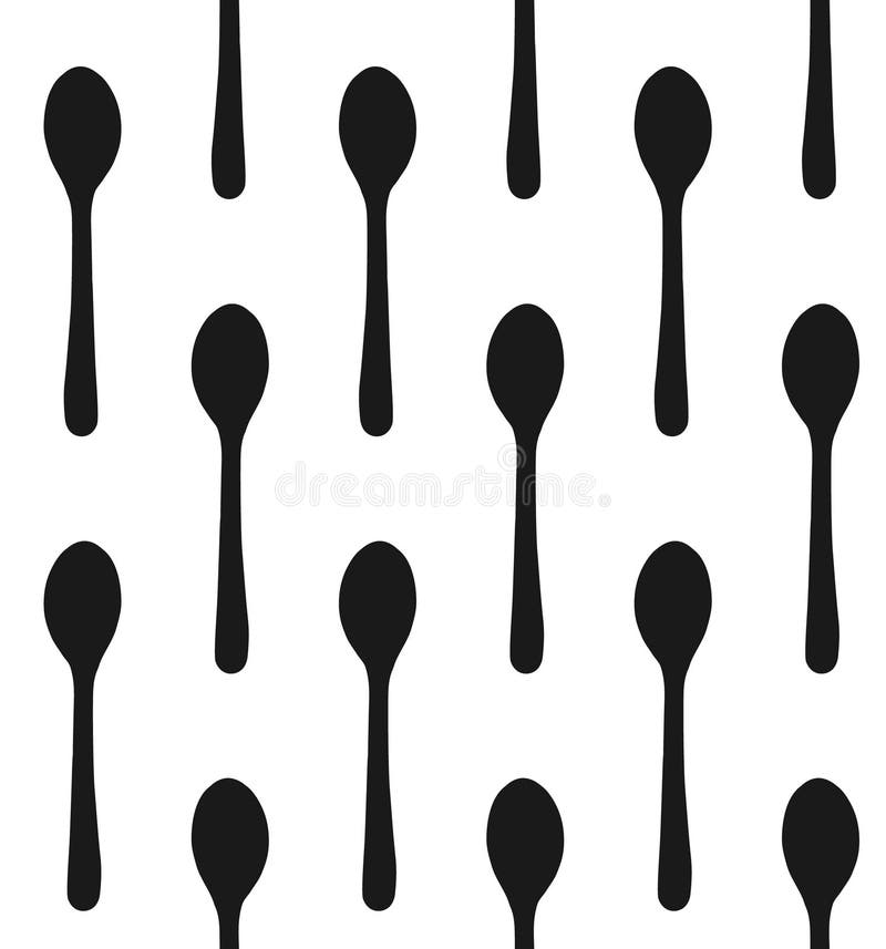 Vector Seamless Pattern of Spoon Silhouette Stock Illustration ...