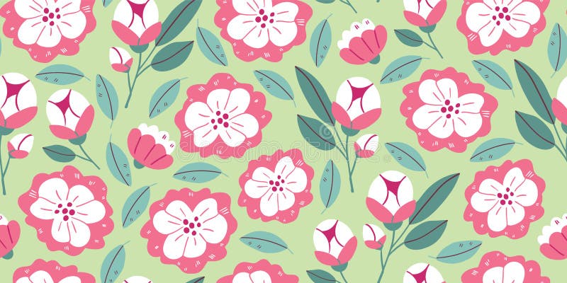 Seamless Pattern with Spring Flowers in Bloom Stock Vector ...