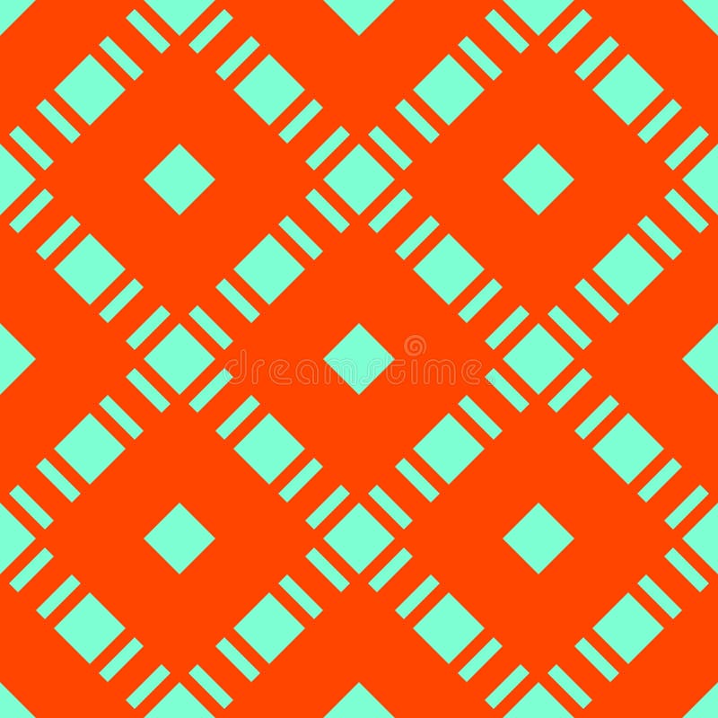 Vector Seamless Pattern with Squares, Diamond Grid. Neon Green and Orange Color Stock Vector ...