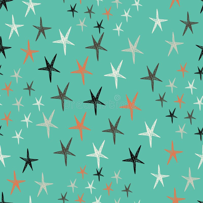 Vector Seamless Pattern with Stars. Starry Retro Background. Endless ...