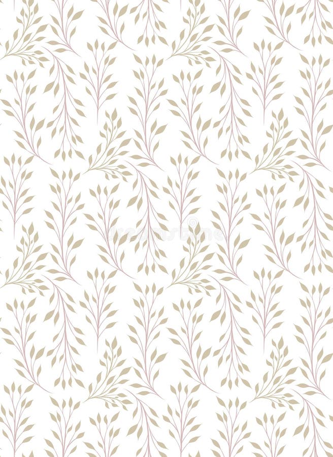 Vector Seamless Pattern with Stems and Leaves on a White Background ...