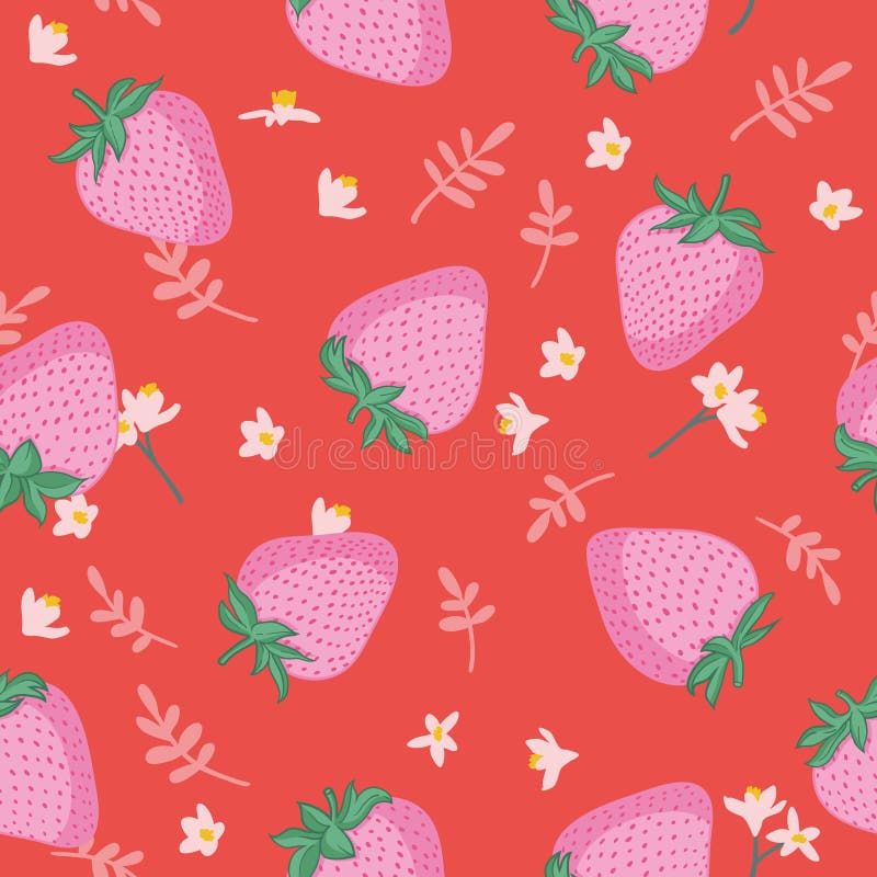 Vector Seamless Pattern with Strawberries. Graphic Stylized Drawing ...