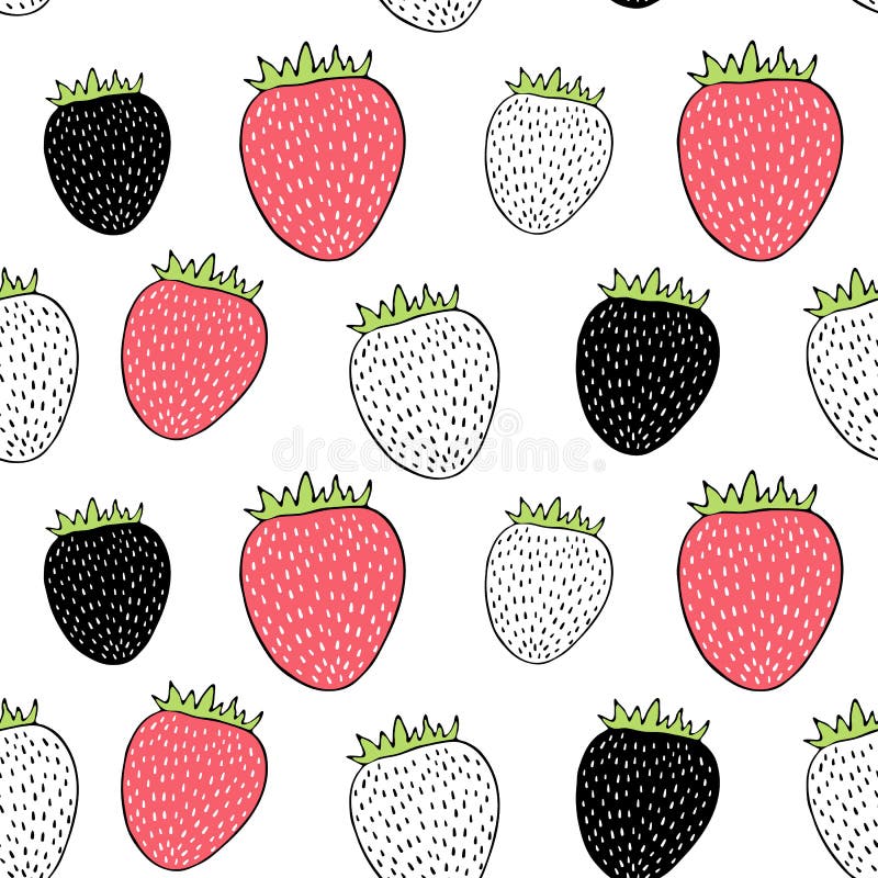 Vector Seamless Pattern with Strawberries. Scandinavian Motives ...