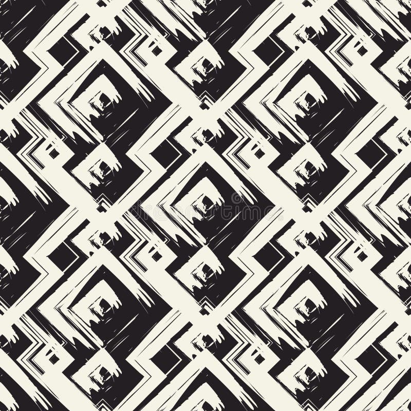 Vector Seamless Pattern with Striped Grid of Arrows and Rhombuses Stock ...