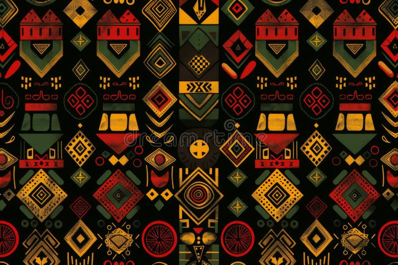 Vector Seamless Pattern in the Style of Aztec and African Tribal ...