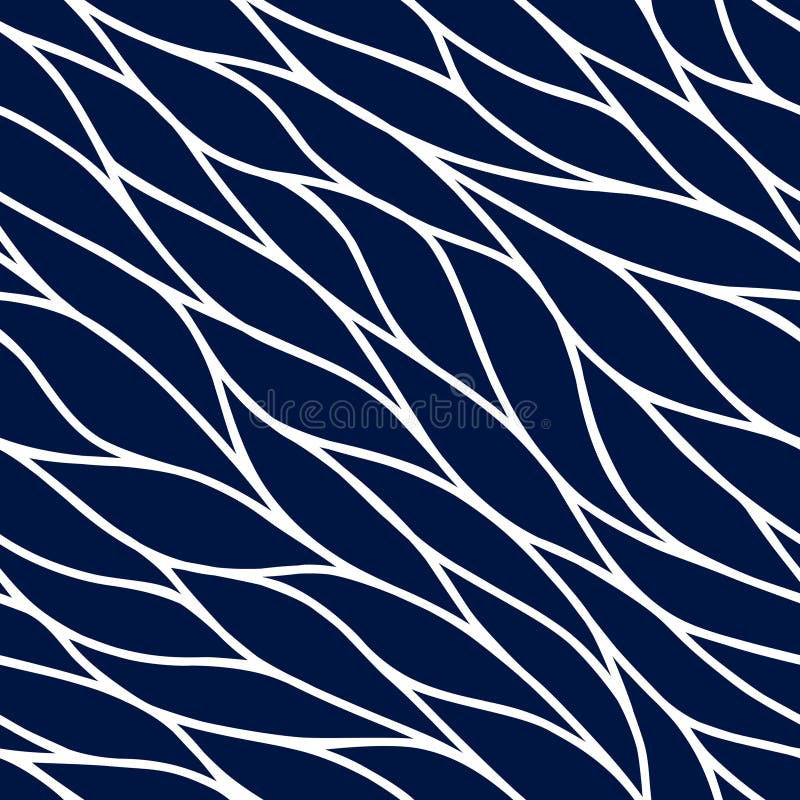 Vector Seamless Pattern. Stylish Wavy Line. Stripes Twist on Blue ...