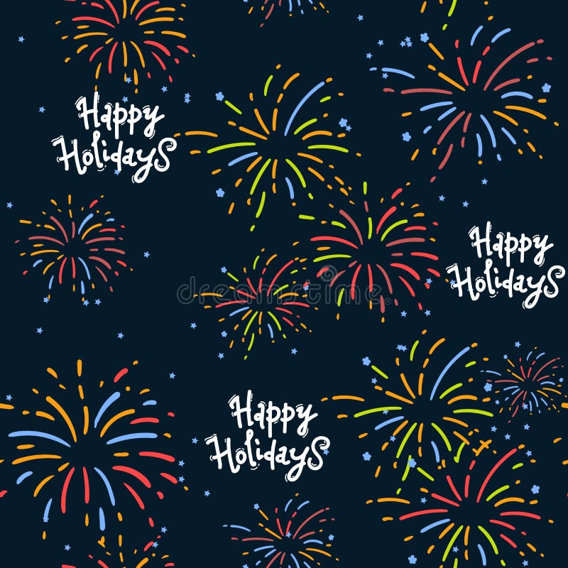 Vector Seamless Pattern with Stylized Lights of Fireworks. Background ...