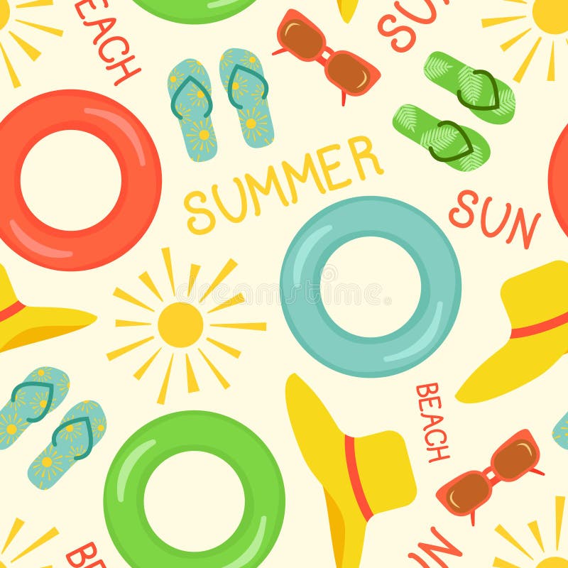 Vector Seamless Pattern. Summer Background. Summer, Sun. Beach ...