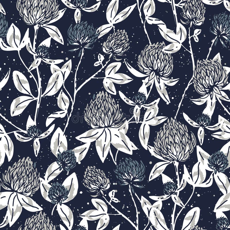 Vector Seamless Pattern with Summer Blooming Clover Stock Illustration ...