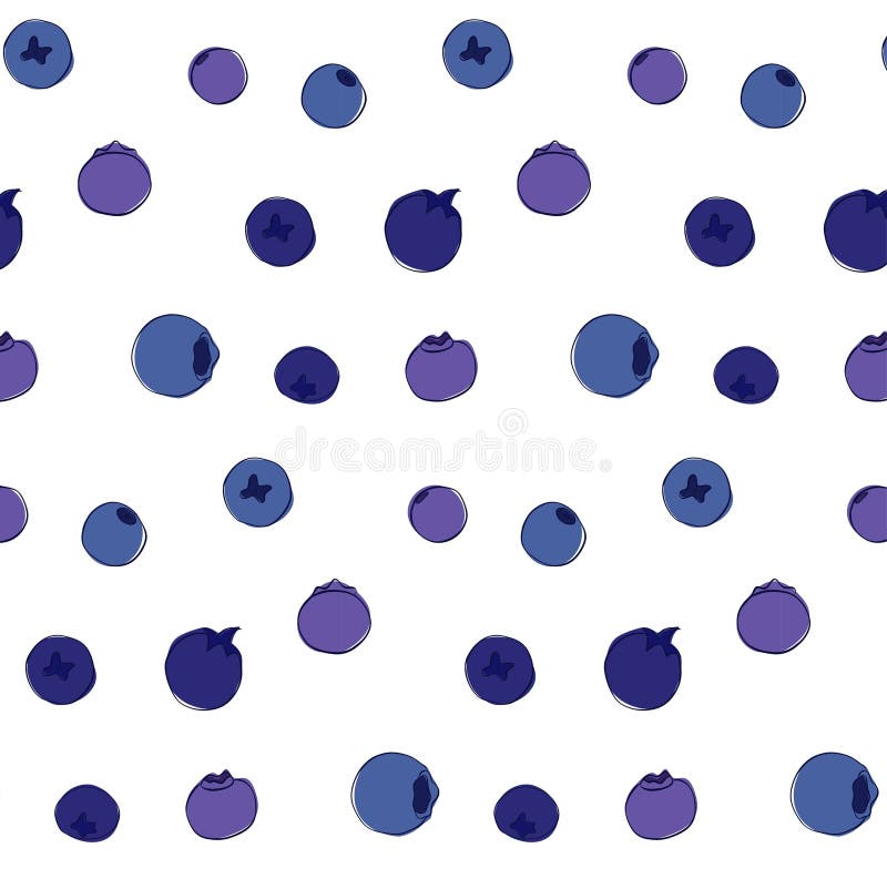 Vector Seamless Pattern with Summer Blueberry. Graphic Line ...