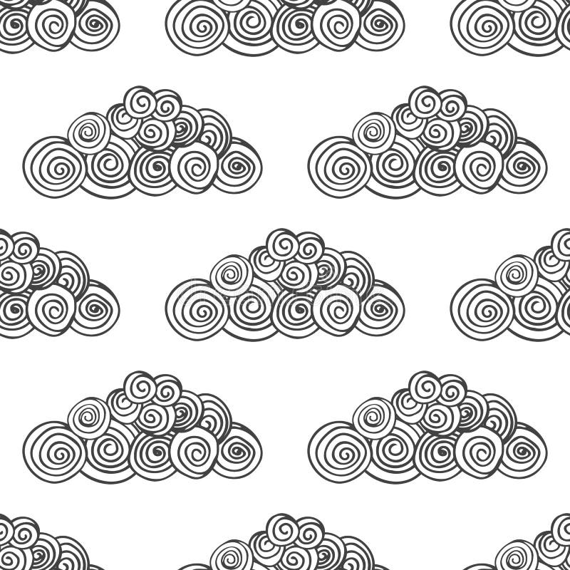 Vector Seamless Pattern with Swirl Funny Clouds. Stock Vector ...