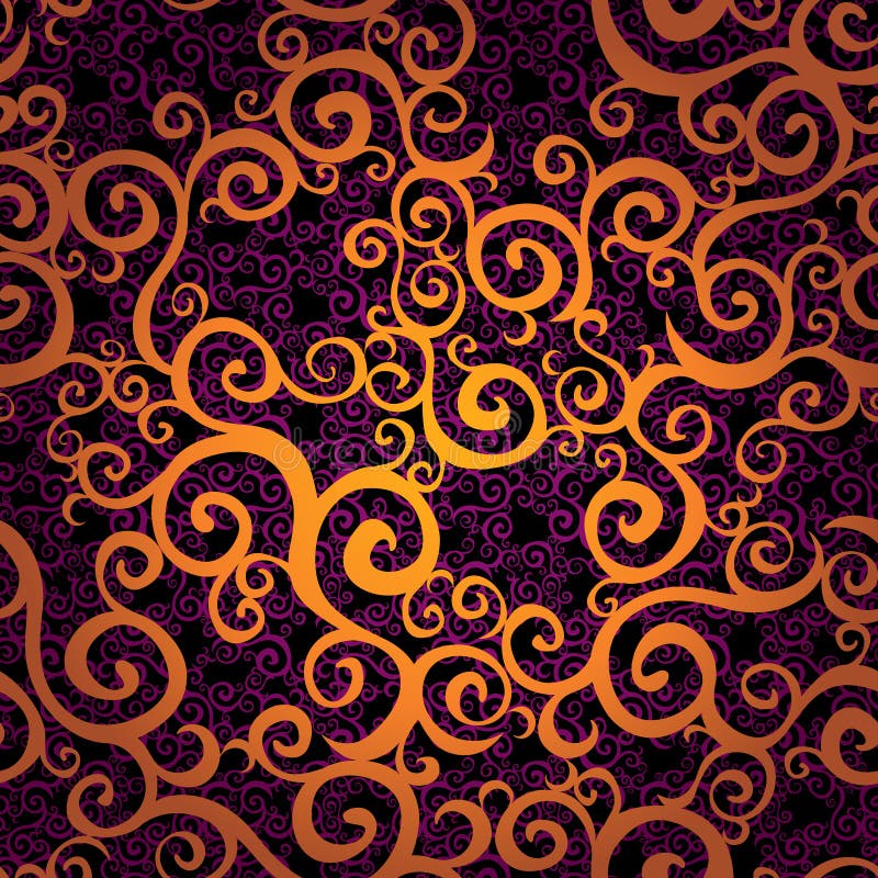 Vector Seamless Pattern with Swirls Motifs in Retro Style. Stock ...