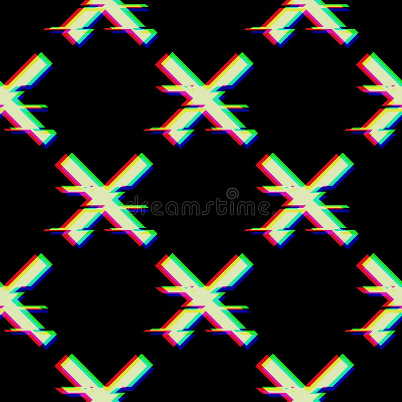 Glitched Cross or X Design. Distorted Glitch Style. Vector Illustration ...