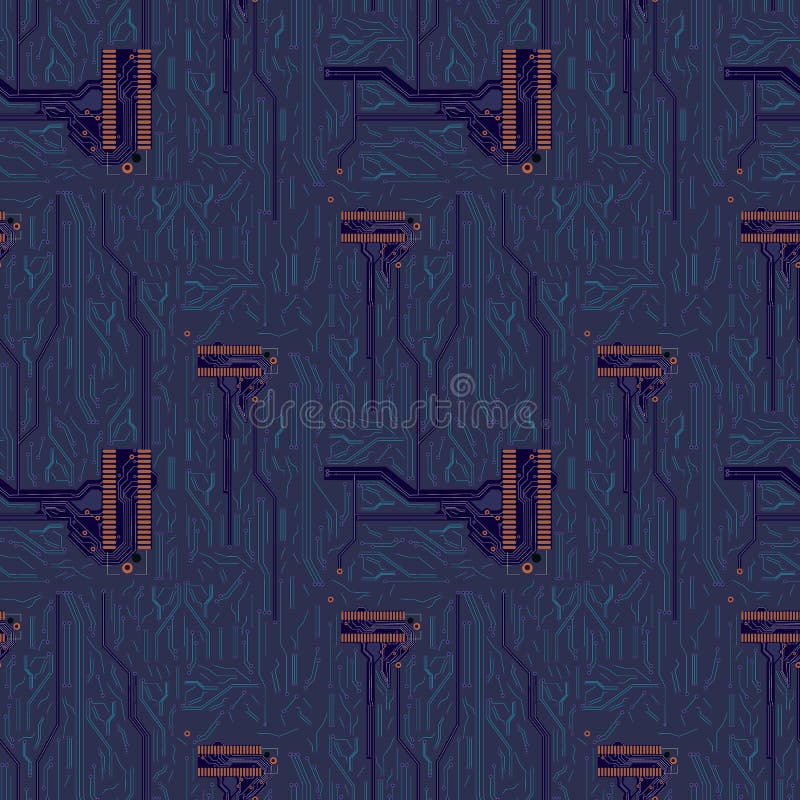 Vector Seamless Pattern, Technology Blue Background, Circuit Abstarct ...