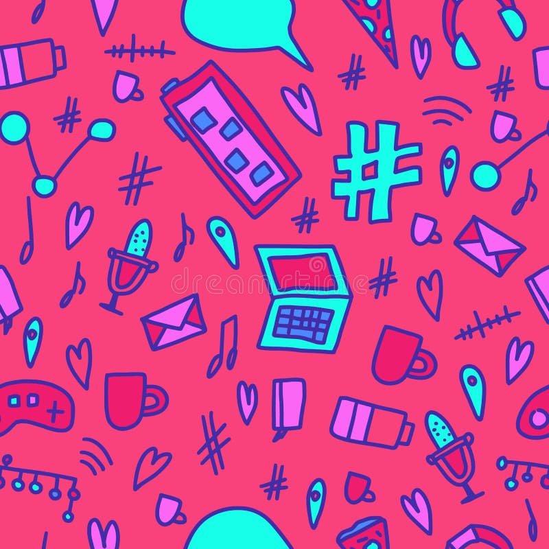 Vector Seamless Pattern with Technology Elemens. Stock Vector ...