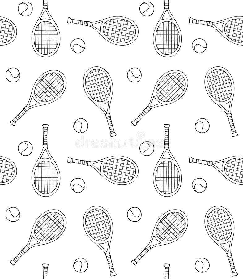 Vector Seamless Pattern of Tennis Rackets and Ball Stock Vector ...
