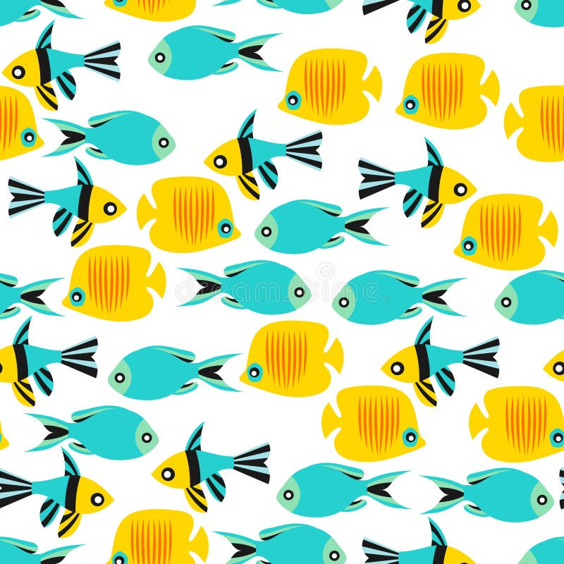 Vector Seamless Pattern Texture with Fishes Stock Vector - Illustration ...