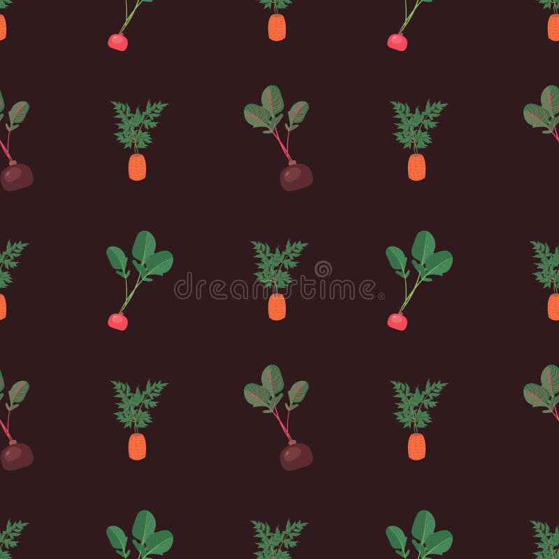 Vector Seamless Pattern with Texture Images of Carrots and Beetroot ...