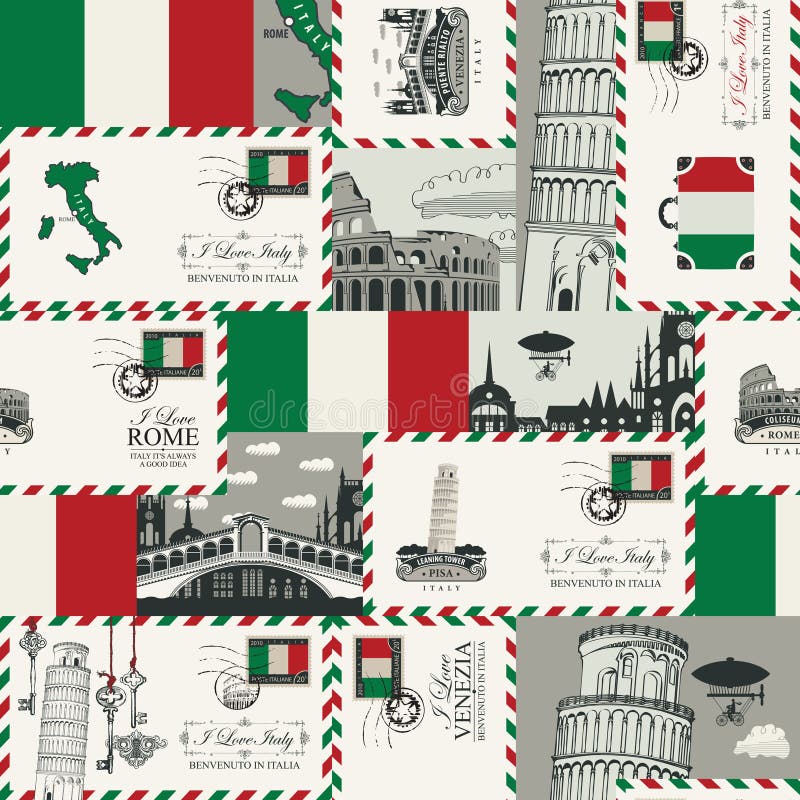 Vector Seamless Pattern on the Theme of Italy Stock Vector ...