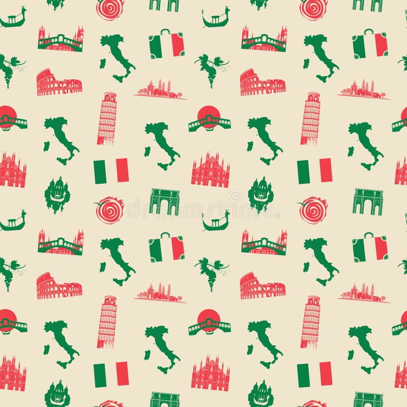 Vector Seamless Pattern on the Theme of Italy Stock Vector ...