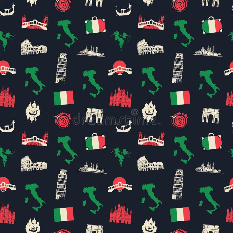 Vector Seamless Pattern on the Theme of Italy Stock Vector ...