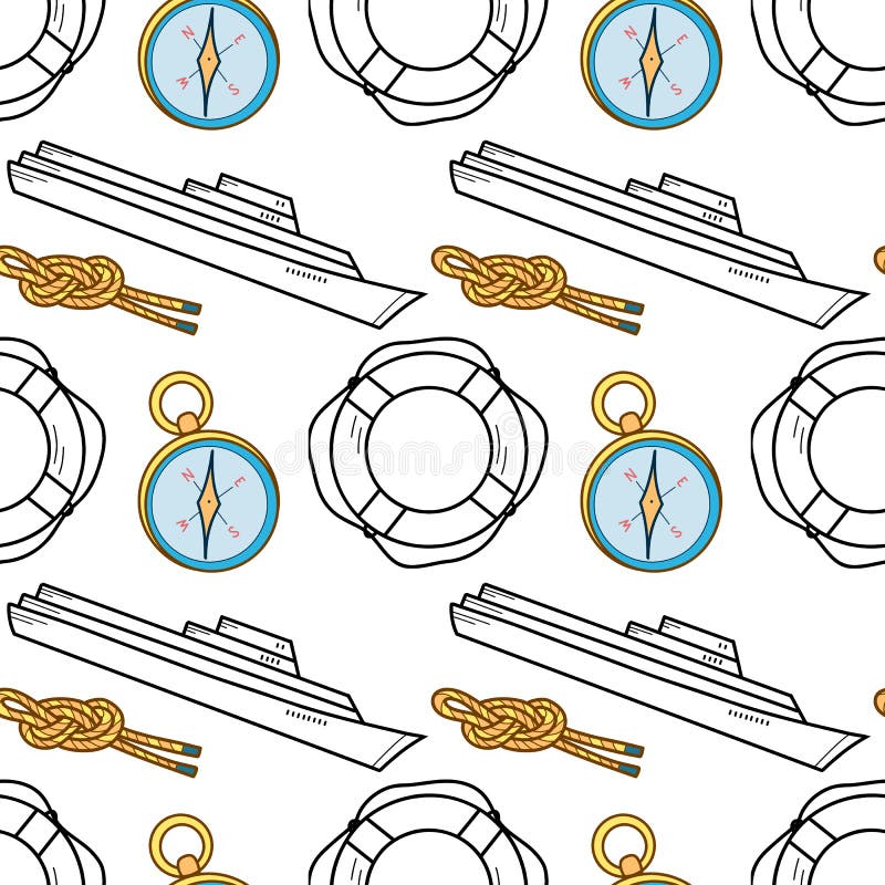 Vector Seamless Pattern on the Theme of Sea Cruise Stock Vector ...