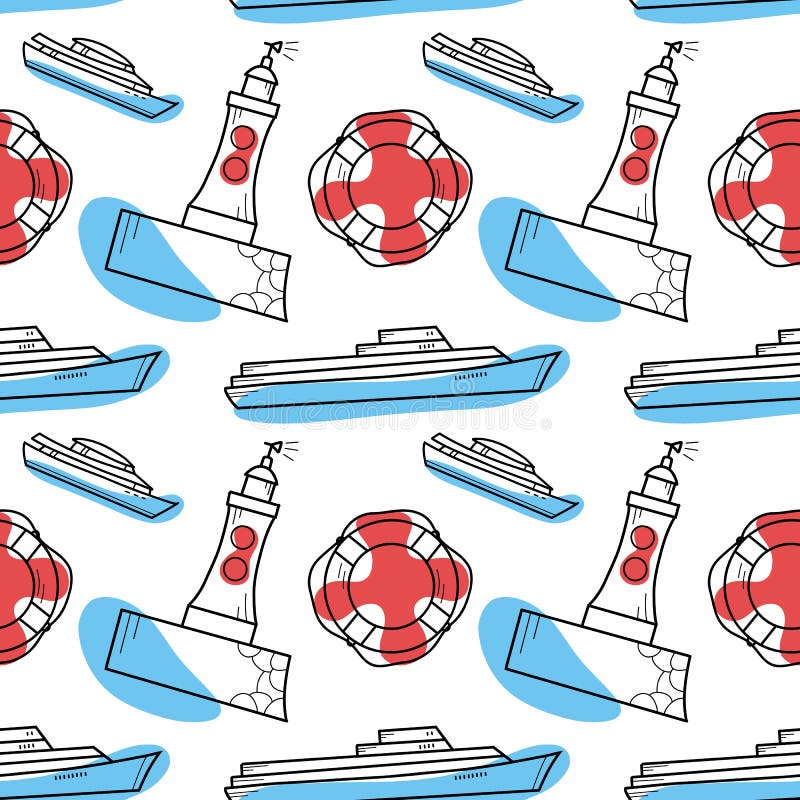 Vector Seamless Pattern on the Theme of Sea Cruise Stock Vector ...