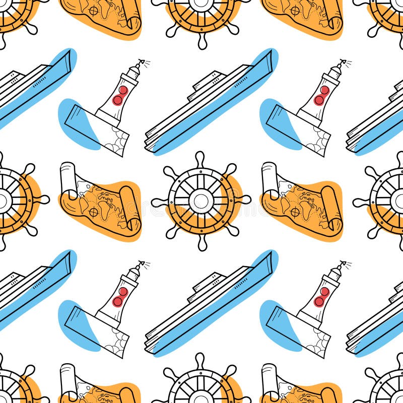 Vector Seamless Pattern on the Theme of Sea Cruise Stock Vector ...