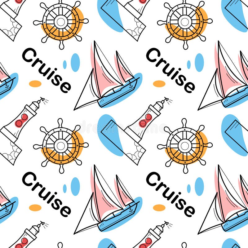 Vector Seamless Pattern on the Theme of Sea Cruise Stock Vector ...