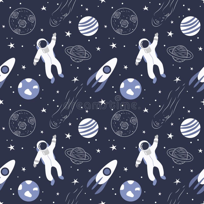Vector Seamless Pattern on the Theme of Space. Pattern with Astronauts ...