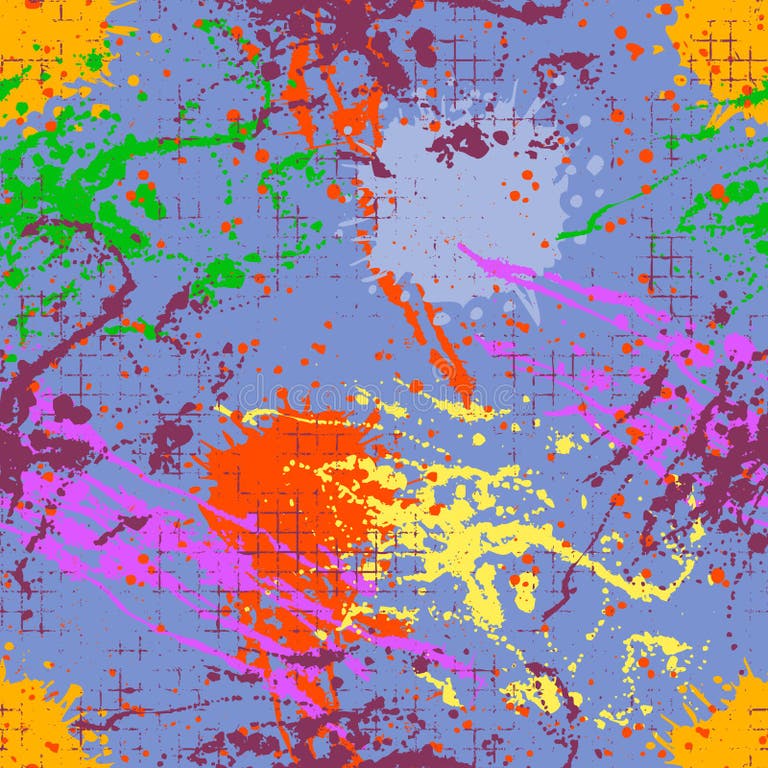 Vector Seamless Pattern, Tile with Inc Splash, Blots, Smudge and Brush ...