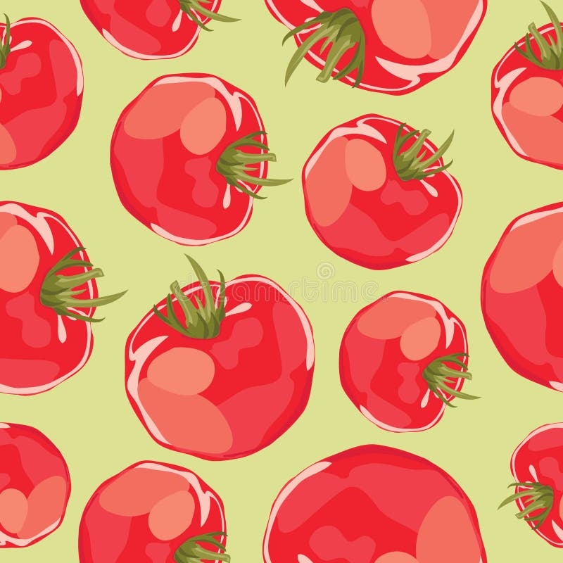 Vector Seamless Pattern of Tomatoes Stock Vector - Illustration of bell ...