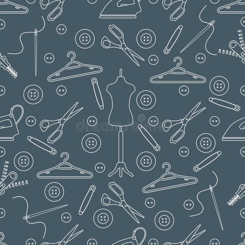 Pattern with Tools and Accessories for Sewing Stock Vector ...