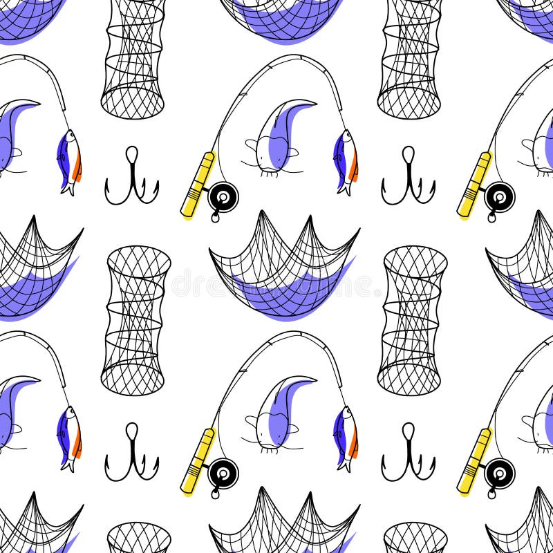 Vector Seamless Pattern on the Topic of Fishing Stock Vector ...