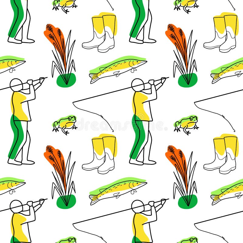 Vector Seamless Pattern on the Topic of Fishing Stock Vector ...