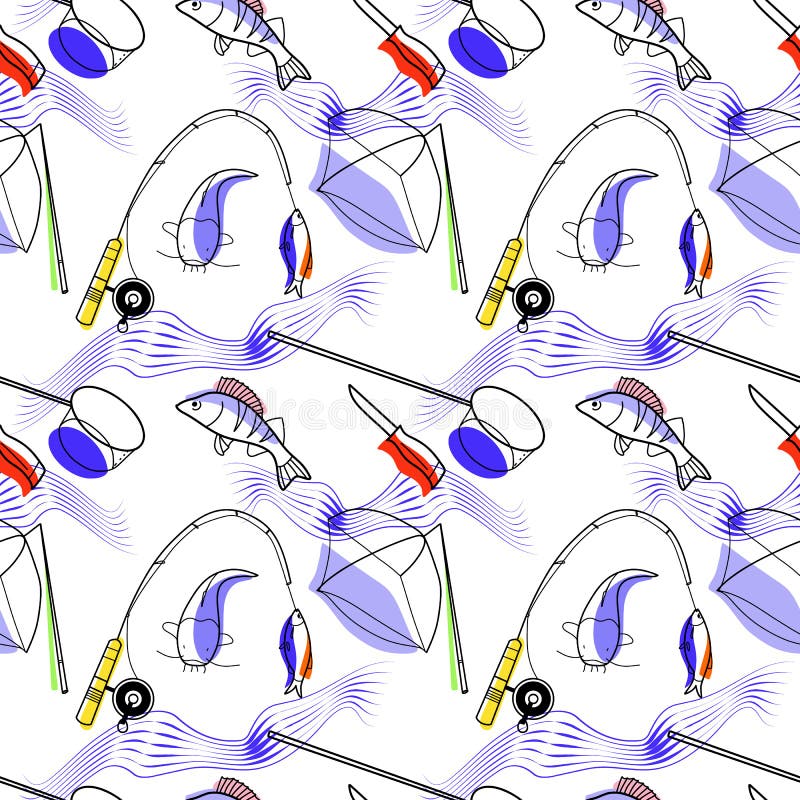 Vector Seamless Pattern on the Topic of Fishing Stock Vector ...