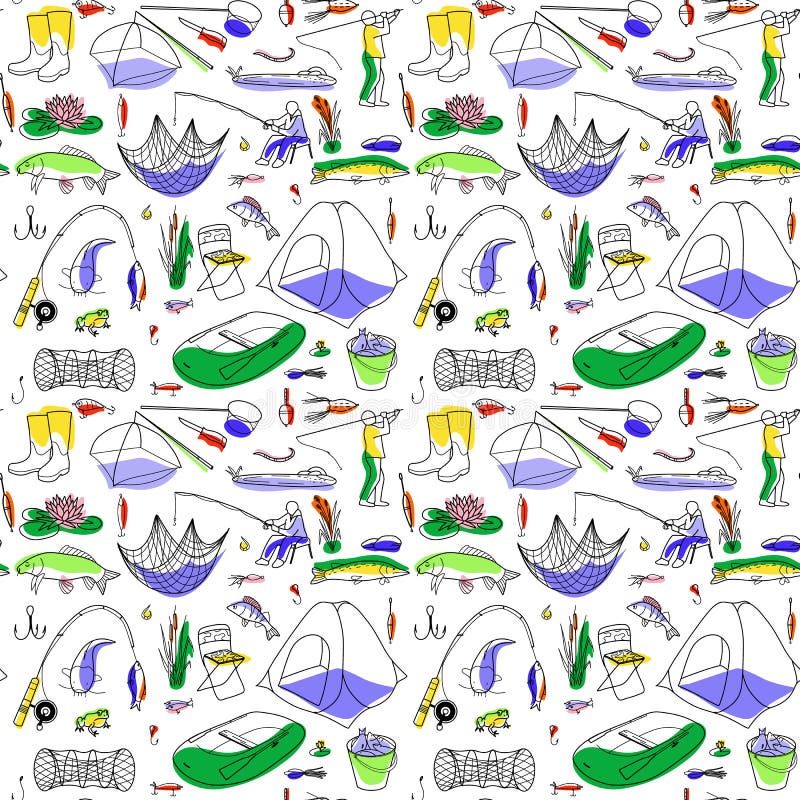 Sport Fishing Repeat Pattern Stock Illustrations – 226 Sport Fishing ...