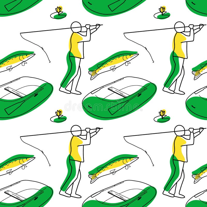 Vector Seamless Pattern on the Topic of Fishing Stock Vector ...