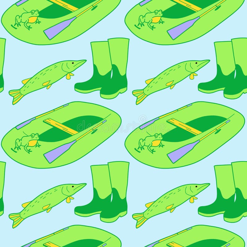 Vector Seamless Pattern on the Topic of Fishing Stock Illustration ...