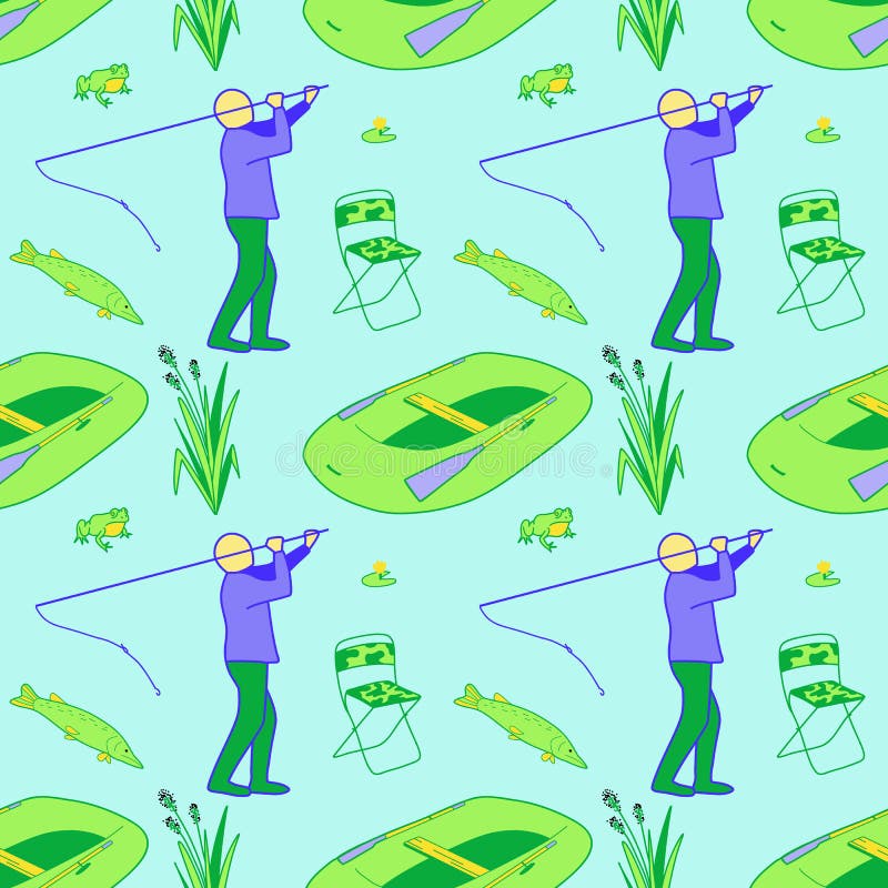 Vector Seamless Pattern on the Topic of Fishing Stock Illustration ...